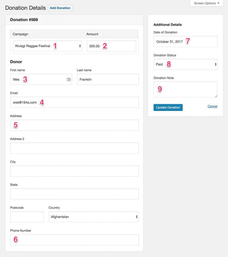 How to create and edit donations in the WordPress dashboard | Charitable